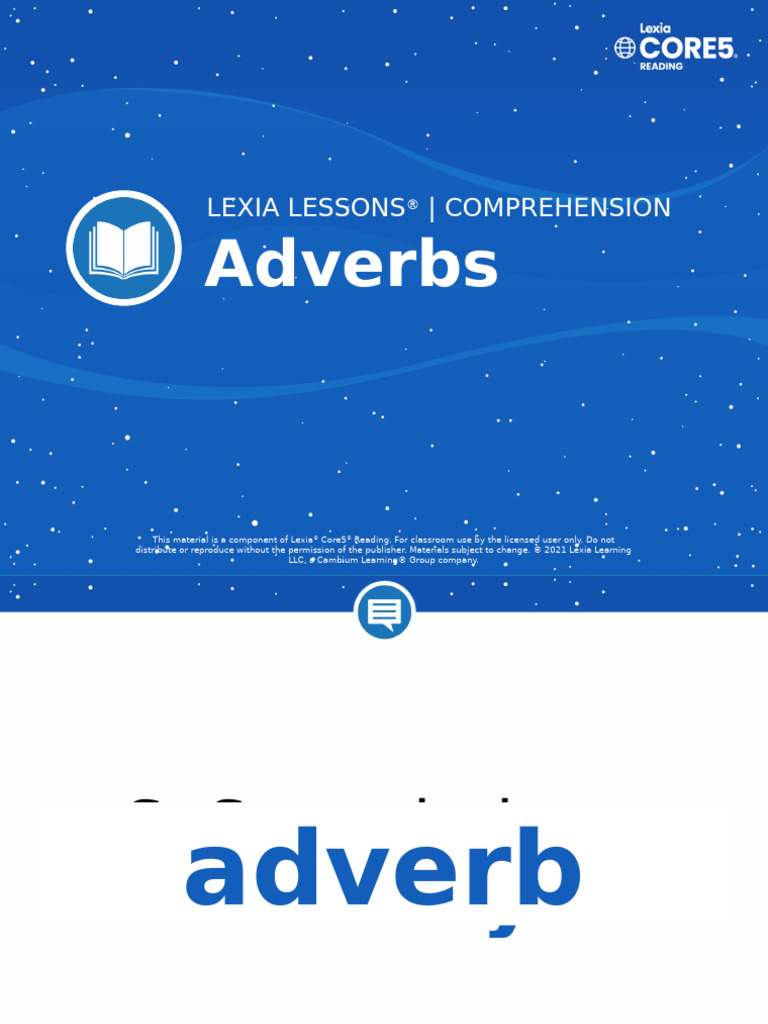 Lexia Lesson - Adverbs | PDF