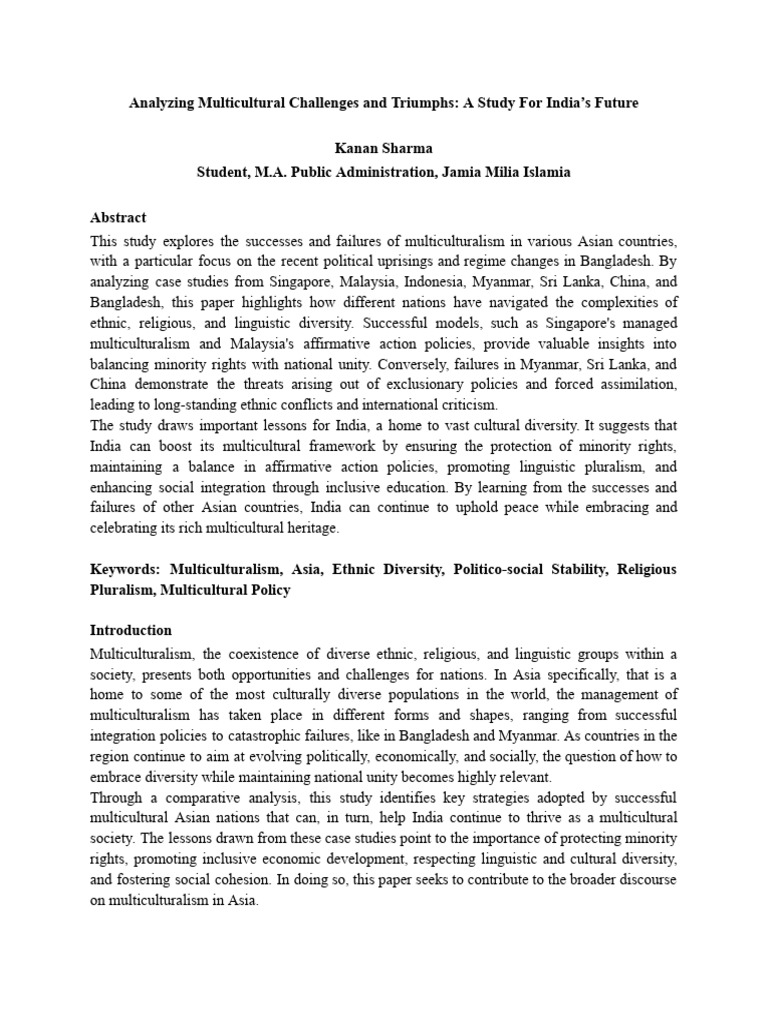 Analyzing Multicultural Challenges and Triumphs - A Study For India's ...