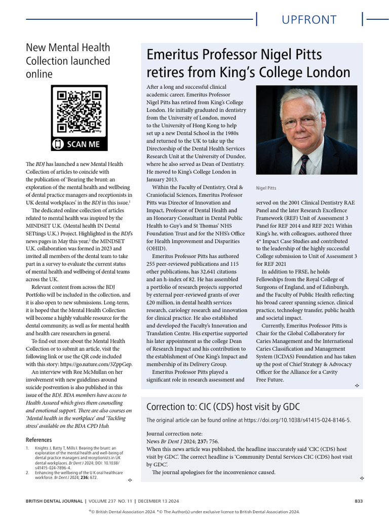 Emeritus Professor Nigel Pitts Retires From King's College London | PDF ...