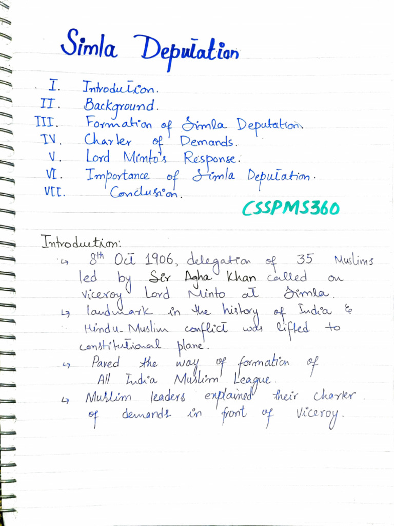 SIMLA-DEPUTATION | PDF | South Asia | Pakistan Movement