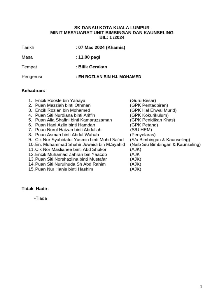 Minit Mesy BNK Pertama 2024 | PDF