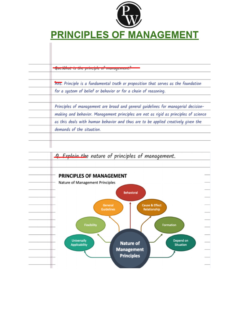 Principles of Management Handwritten Notes Kautilya 2025 | PDF
