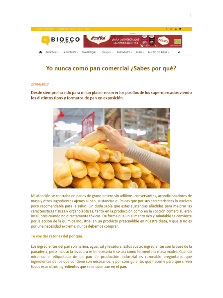 Yo Nunca Como Pan Comercial | PDF | Panes | De masa fermentada
