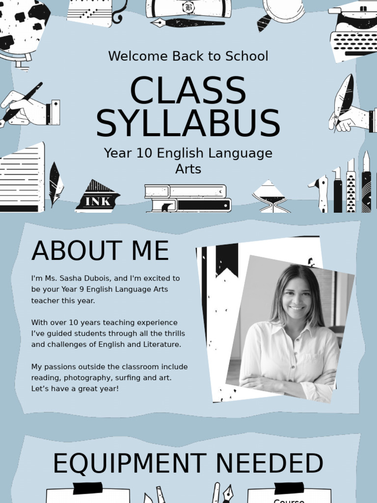 English Class Syllabus in Blue Monotone Illustrative Style | PDF ...