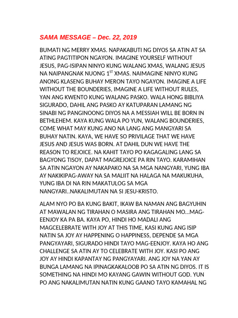 Pasko Message | PDF