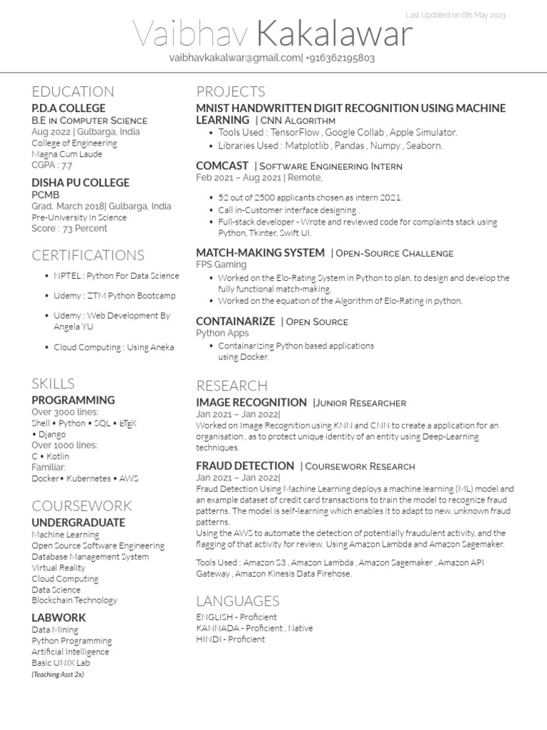 Computer Science Graduate Profile | PDF | Python (Programming Language) | Machine Learning