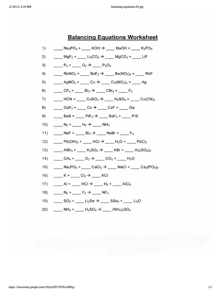 Balancing Chemical Equations Guide | PDF