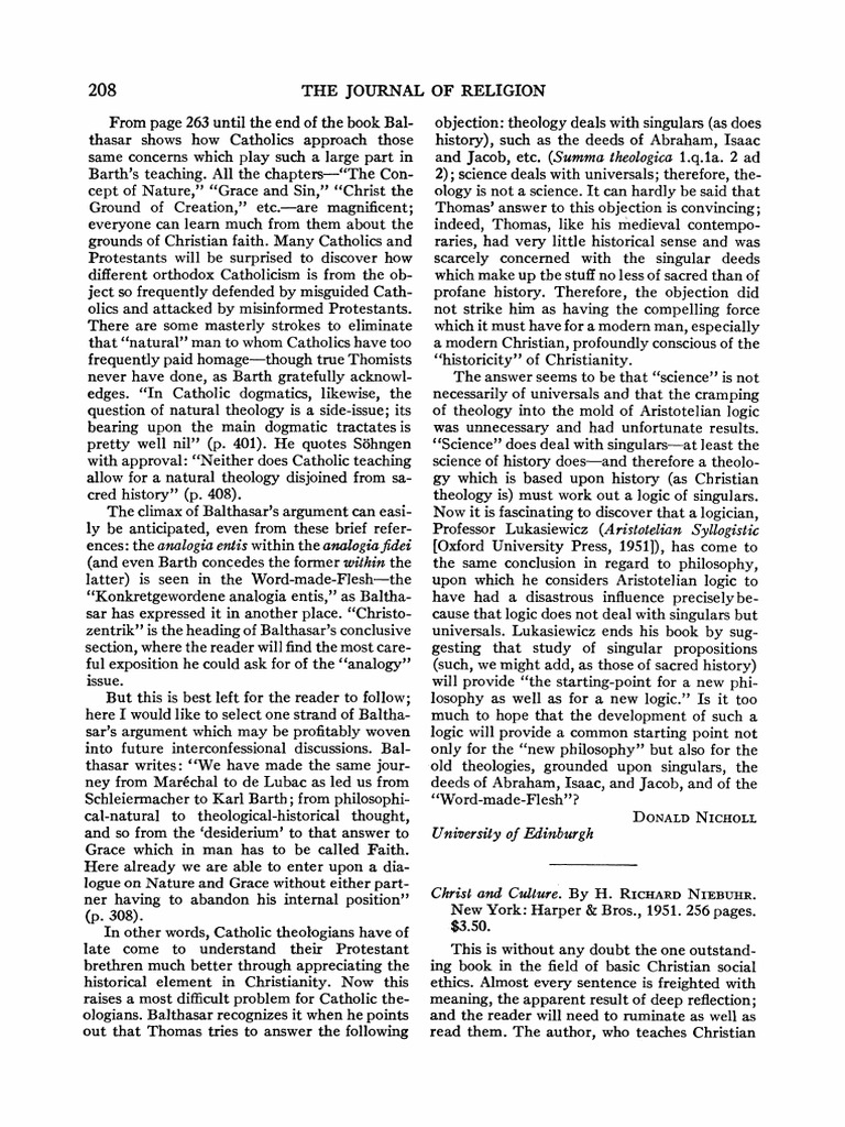 Christ and Culture H. Richard Niebuhr | PDF | Logic | Trinity