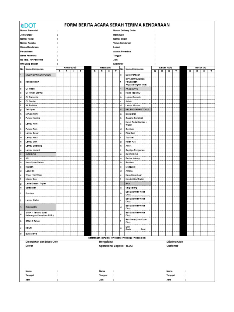 Form Bast Kendaraan - Elog | PDF