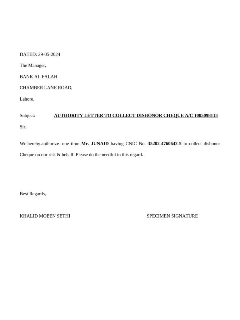 Authority Letter | PDF