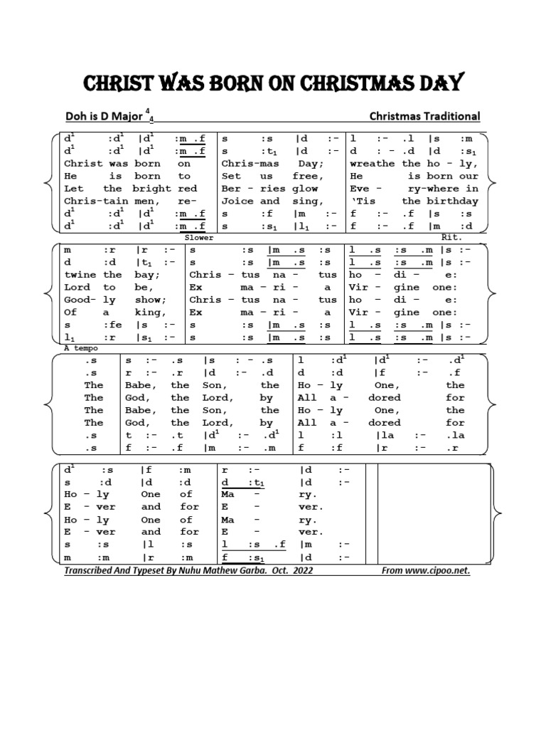 Christmas Song Lyrics: Christ is Born | PDF