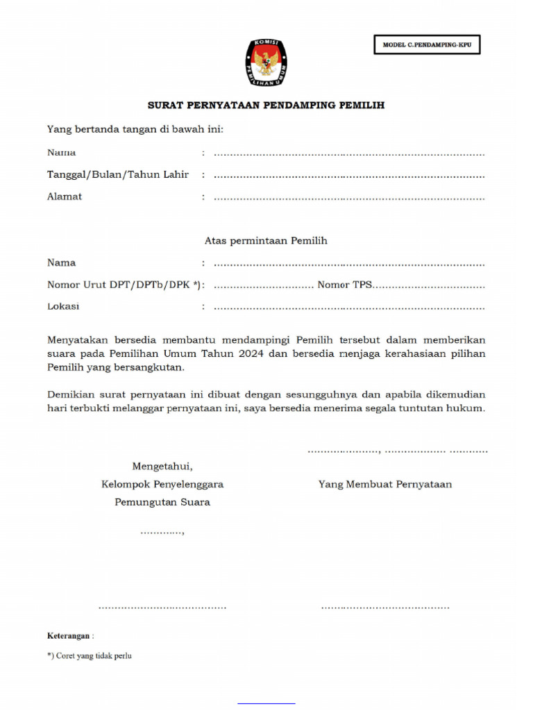MODEL C.PENDAMPING-KPU | PDF
