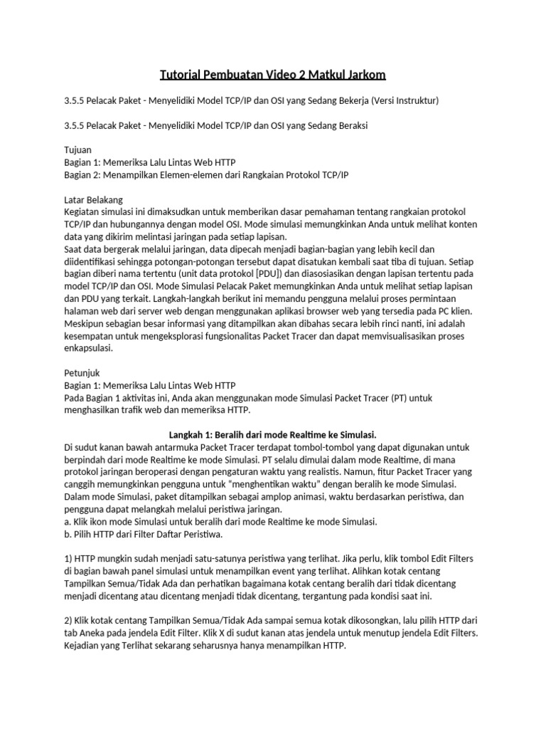 Tutorial Pembuatan Video 2 Matkul Jarkom | PDF