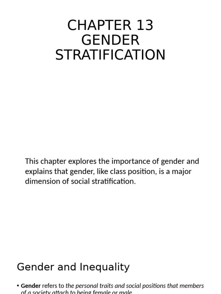 Chapter 13-Gender Stratification | PDF | Gender | Gender Studies