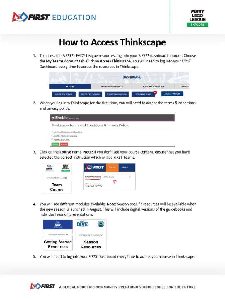 Fll Explore Submerged Team Thinkscape Instructions | PDF