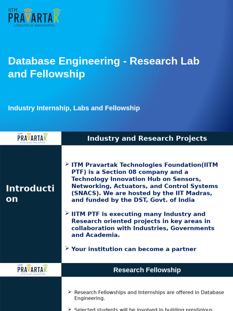 IITM Pravartak - DB Engineering - Intro Deck | PDF