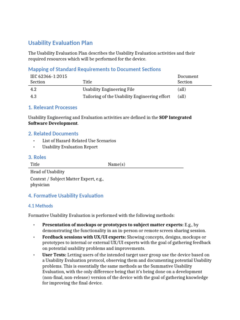 Usability Evaluation Plan | PDF | Usability | Evaluation