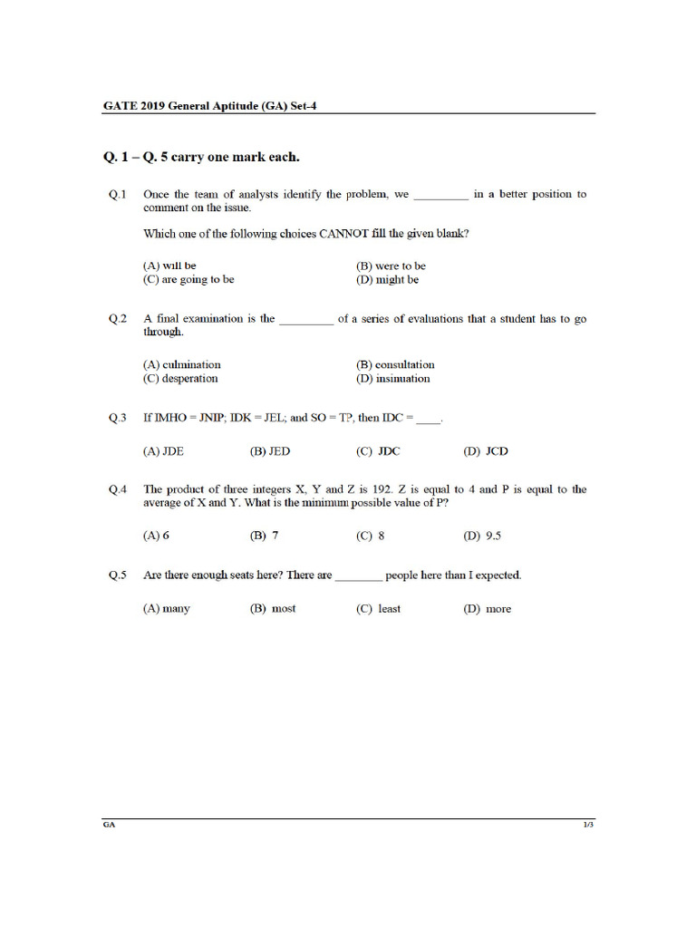 GATE Textile 2019-2023: 5 Years Question Paper With Answer Key | PDF
