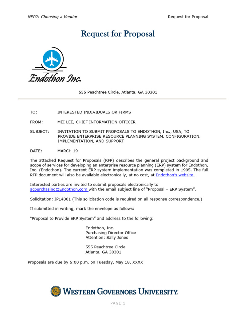 NEP2_Task1Attach_Request for Proposal | PDF | Enterprise Resource Planning | Request For Proposal