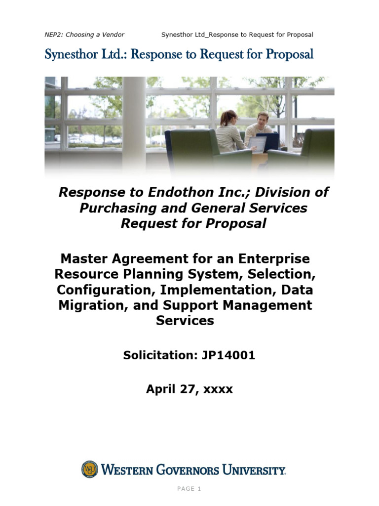 NEP2 - Task1Attach - Synesthor - Response To Request For Proposal | PDF ...