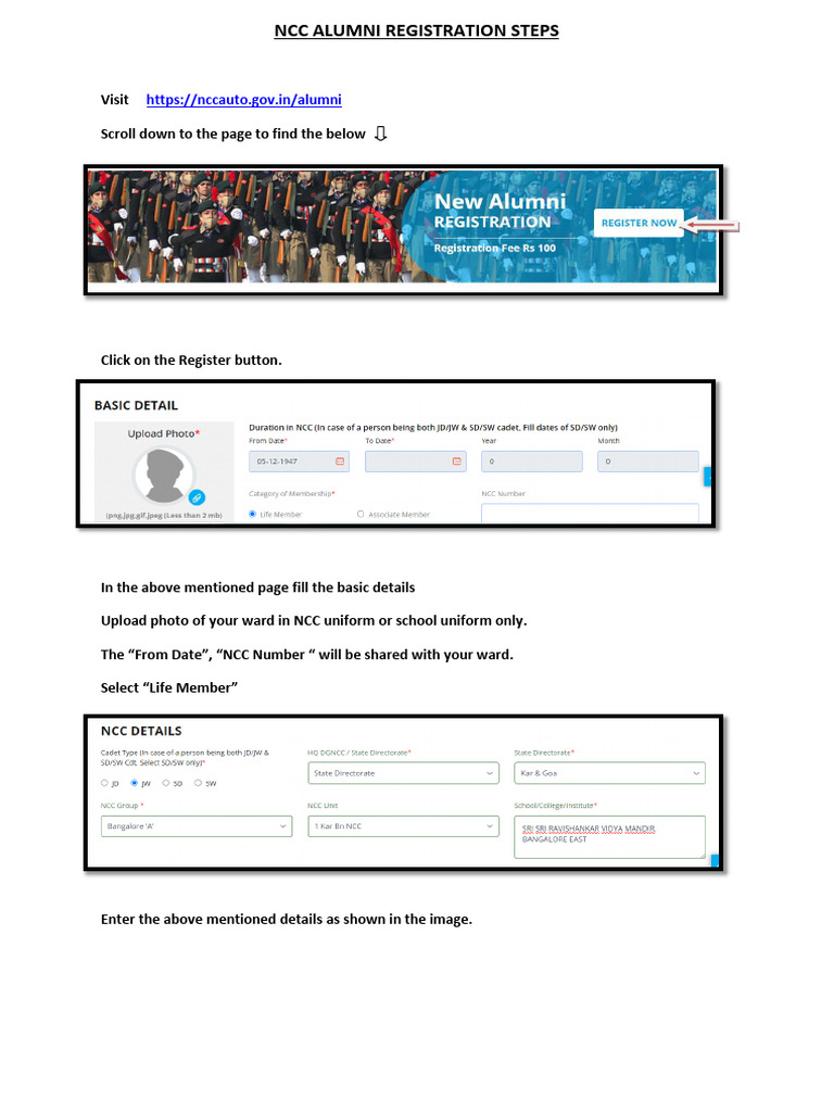 NCC Alumni Registration Step1 | PDF