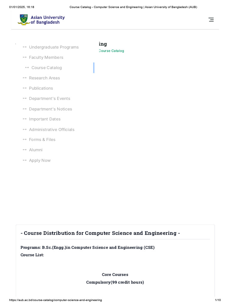 Computer Science Engineering Course Catalog | PDF | Mathematics | Computer Science
