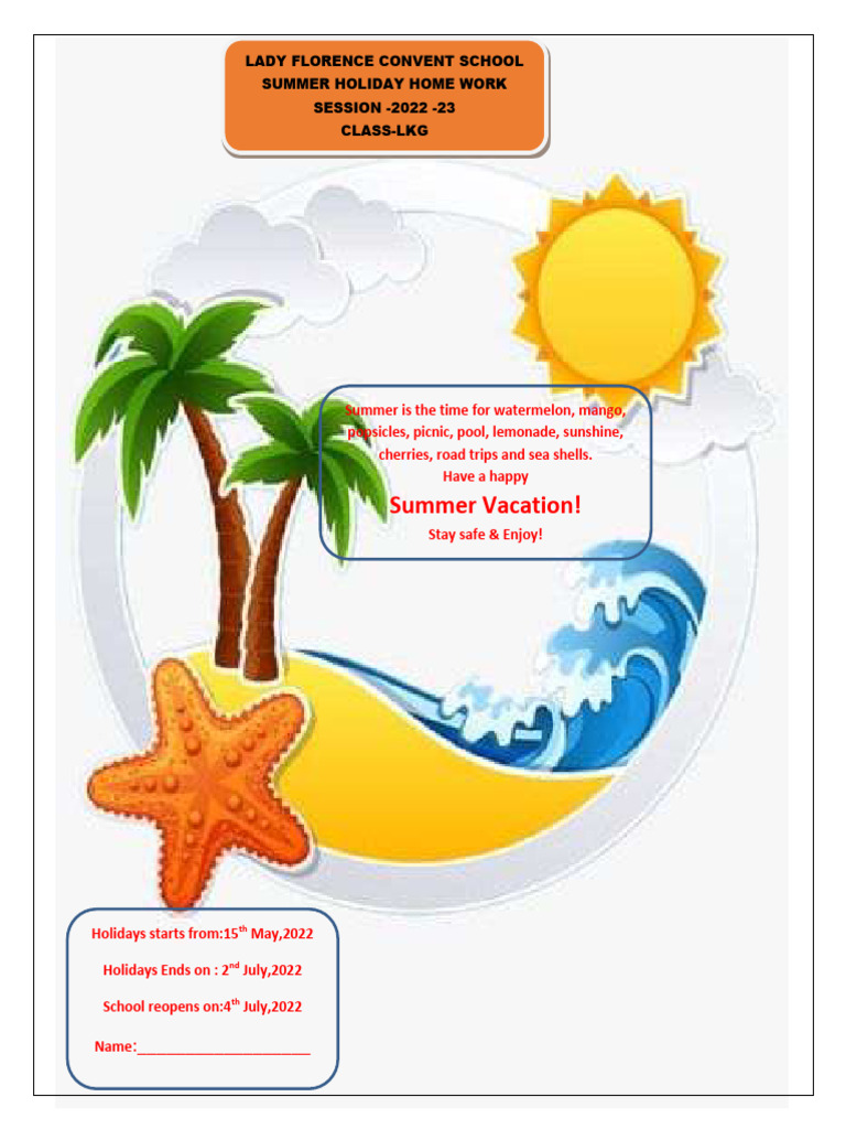 Holiday-homework-lkg | PDF | Hygiene