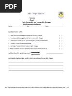 Reversible vs. Irreversible Changes Worksheet | PDF
