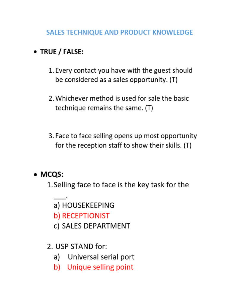 Sales Techniques for Reception Staff | PDF