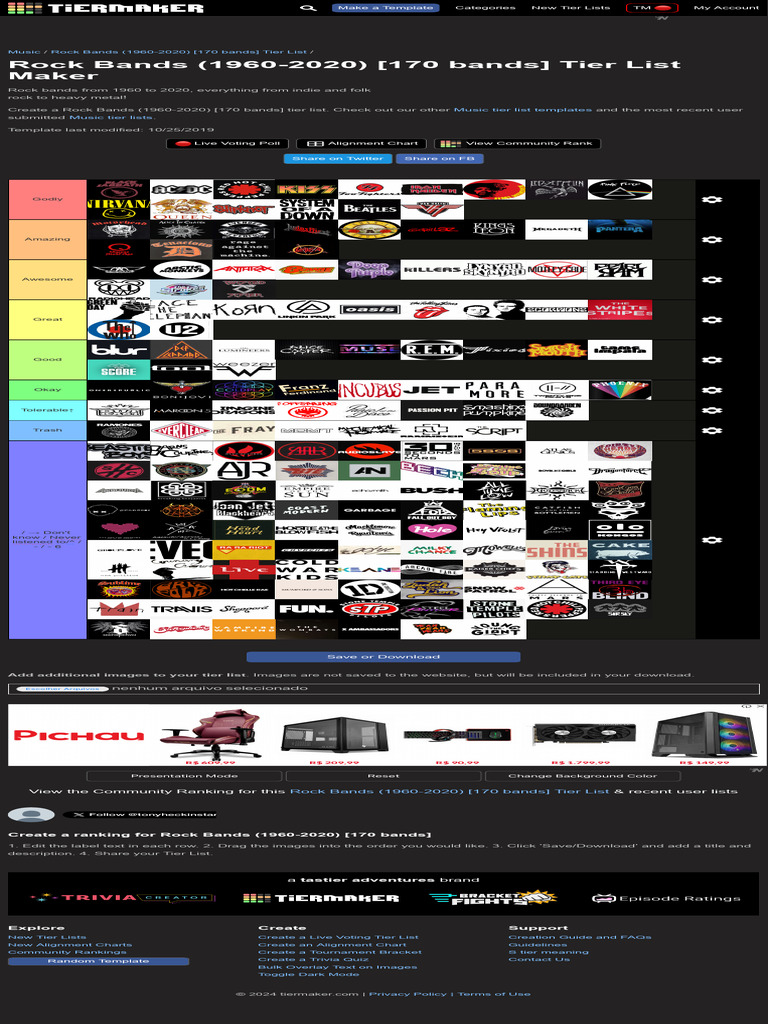Rock Bands Tier List (1960-2020) | PDF | Software