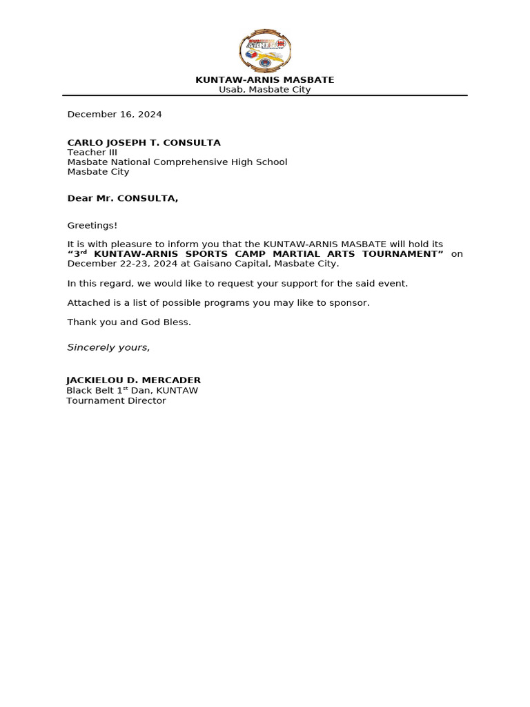 Invitation and Sponsorship Letter | PDF