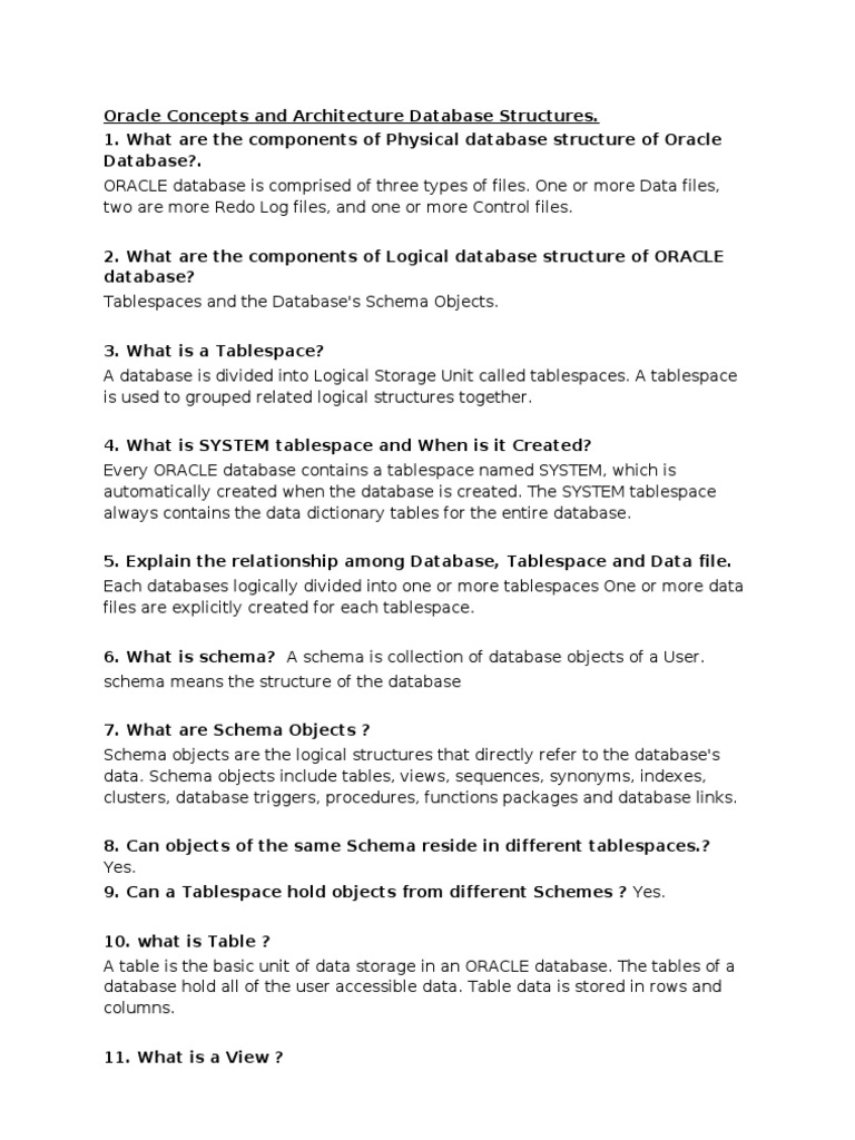 Oracle Concepts and Architecture Database Structures | PDF | Databases | Relational Database