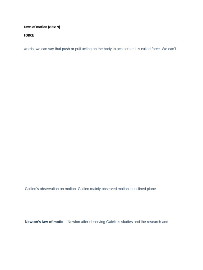 Laws of Motion - Class 9 Notes | PDF | Force | Momentum