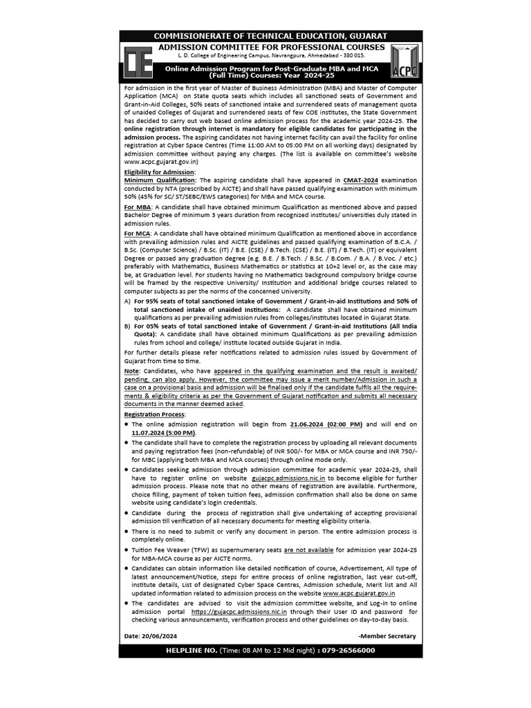 Advertisement For Mba Mca Admission 2024 251718879024 | PDF ...