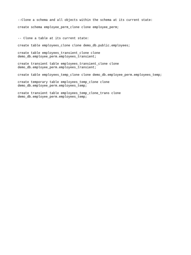 Clone Schema & Tables | PDF