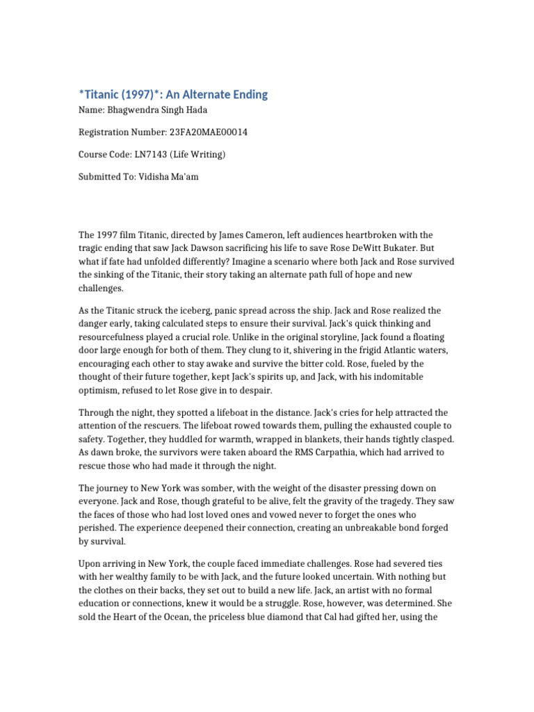 Titanic Alternate Ending Expanded | PDF