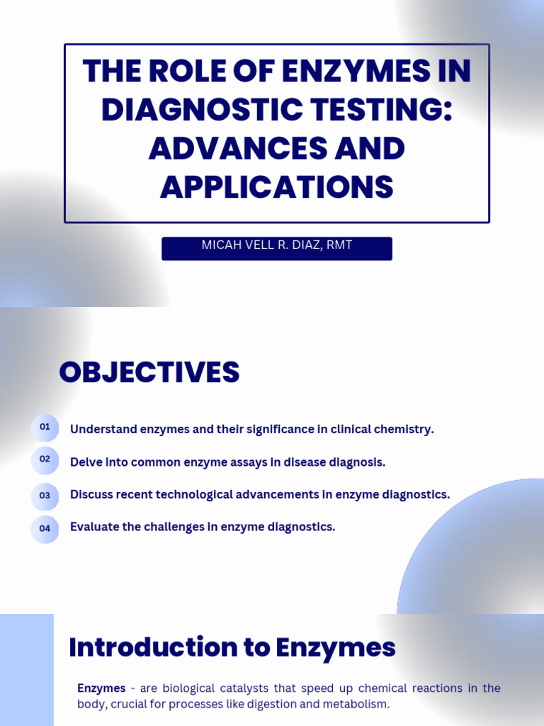 Role of Enzymes in Diagnostic Testing - Mvrdiaz | PDF | Biosensor ...