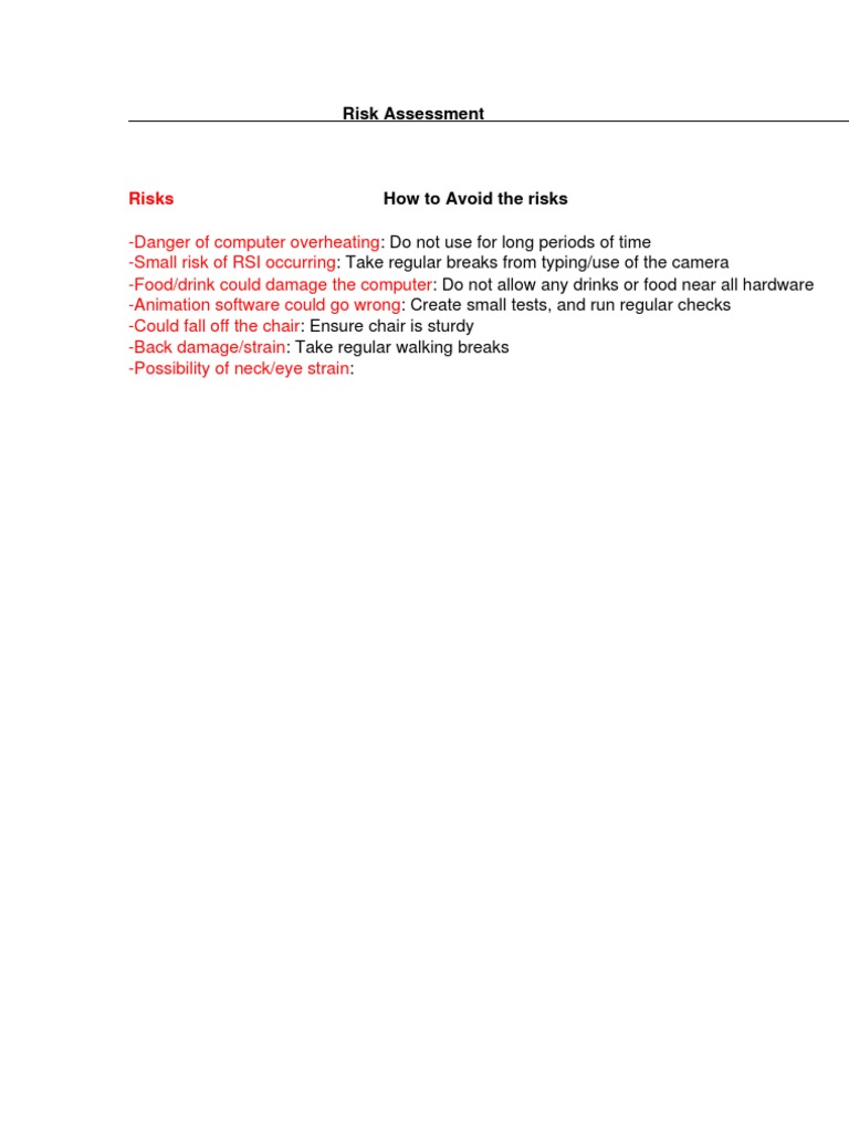 Risk Assessment | PDF | Wellness | Computers