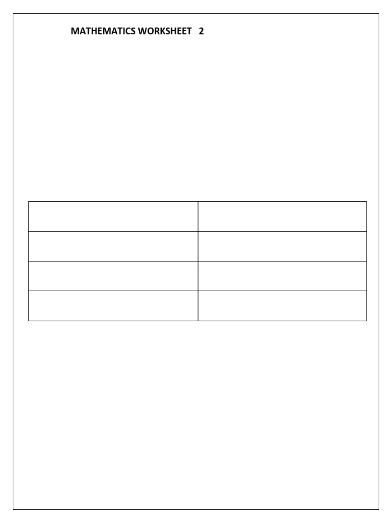 Math Worksheet 1 | PDF