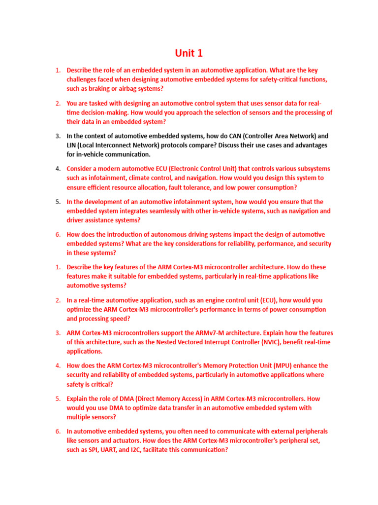 AESD - KPIT - SEE Imp Qns 2024-25 - Students For Classroom | PDF | Embedded System | Microcontroller
