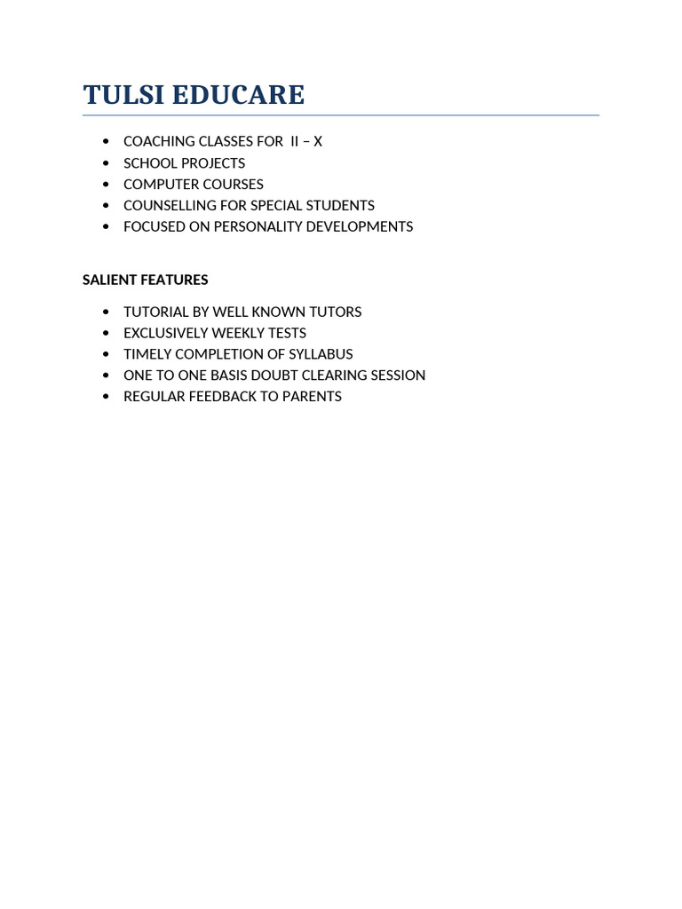 Tulsi Educare Leaflet | PDF