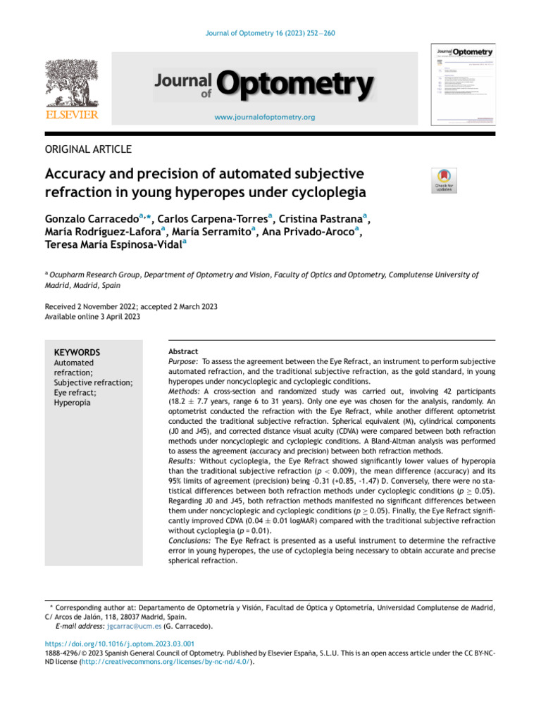 Journal Clinic Refraction 6 | PDF | Optometry | Standard Deviation
