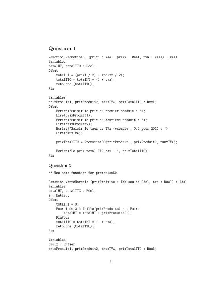 Resolution Exercice algo | PDF | Taxe sur la valeur ajoutée | Jargon