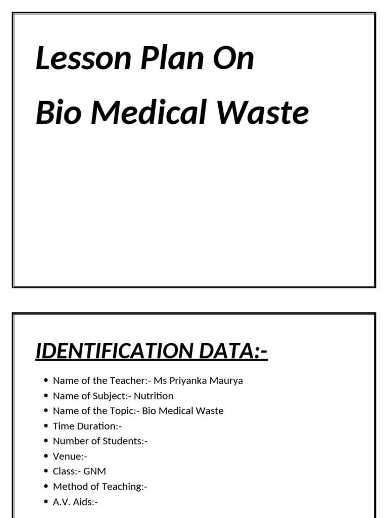 LESSON PLAN ON BMW Priyanka-1 | PDF | Waste | Hiv/Aids