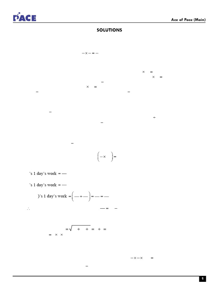 Ace of Pace: Math Problem Solutions | PDF | Division (Mathematics ...