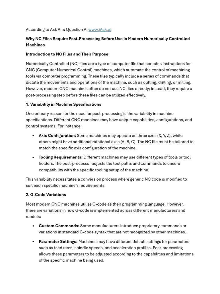 Why NC File Is Insufficient | PDF | Numerical Control | Computing