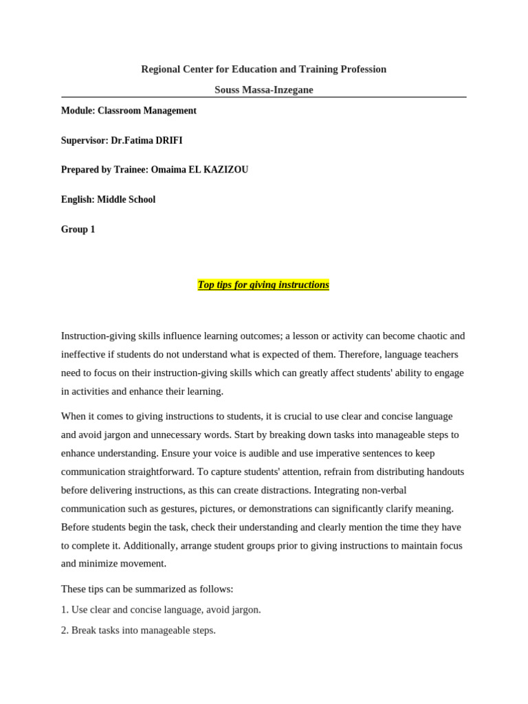 Effective Instruction-Giving Tips | PDF