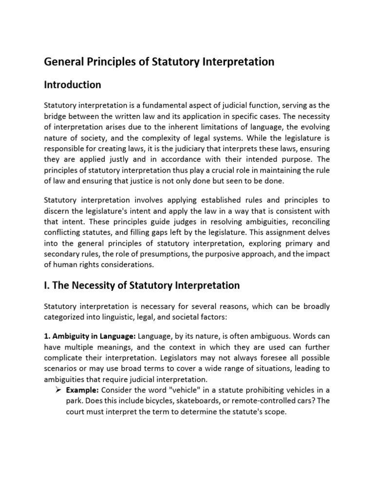 General Principles of Statutory Interpretation | PDF | Statutory ...