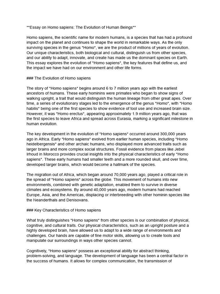 Evolution and Impact of Homo sapiens | PDF | Homo | Human Evolution