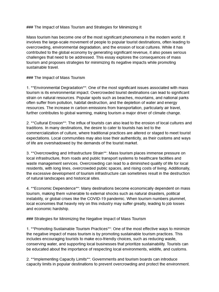 The Impact of Mass Tourism and Strategies For Minimizing It | PDF ...